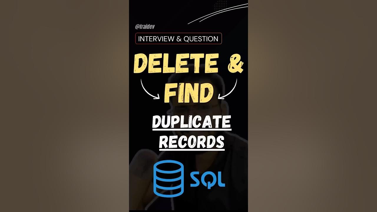 Delete Duplicate Records in Sql #sqlqueryinterviewquestionsandanswers #sqltutorial # ...