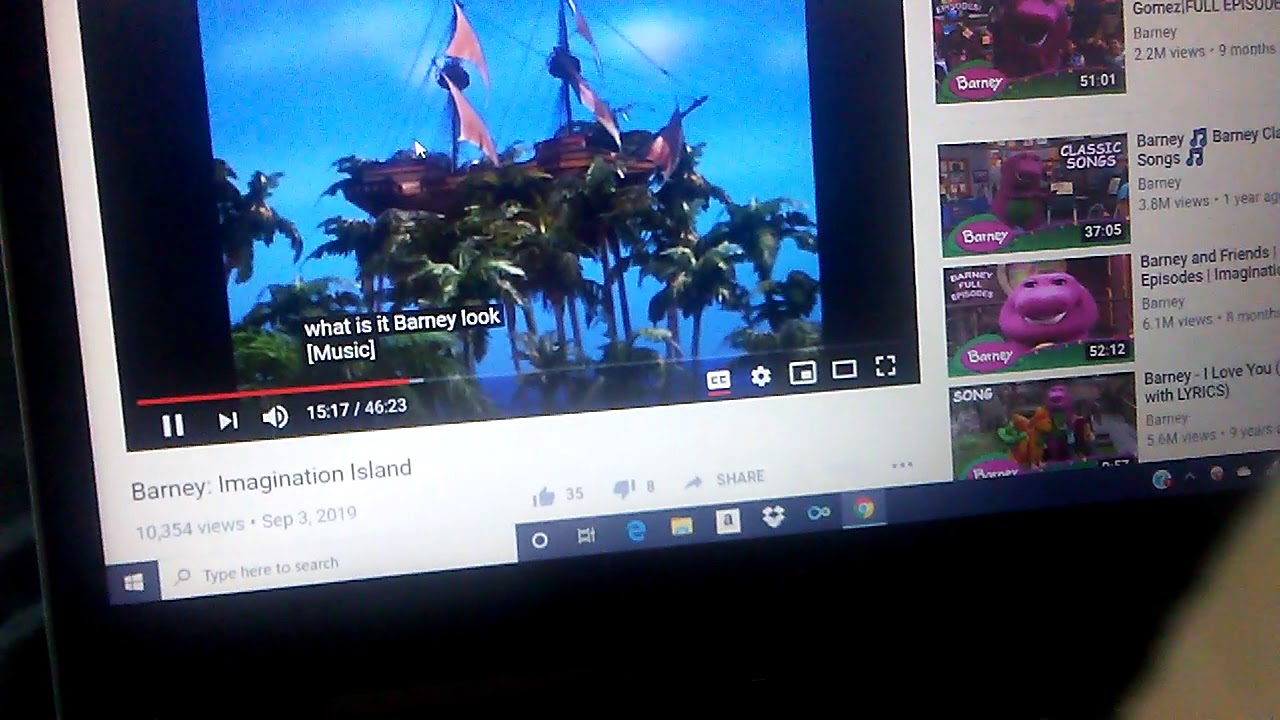 Barney crash plane sledding sleigh up tree - YouTube