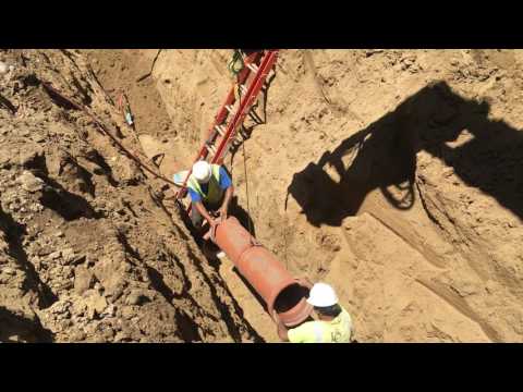 Installing 12-inch Vitrified Clay Pipe - YouTube