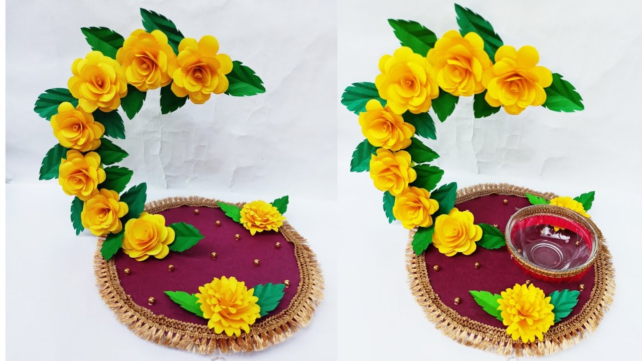 DIY Haldi Thali Decoration Idea At Home/Handmade Thali Decoration ...