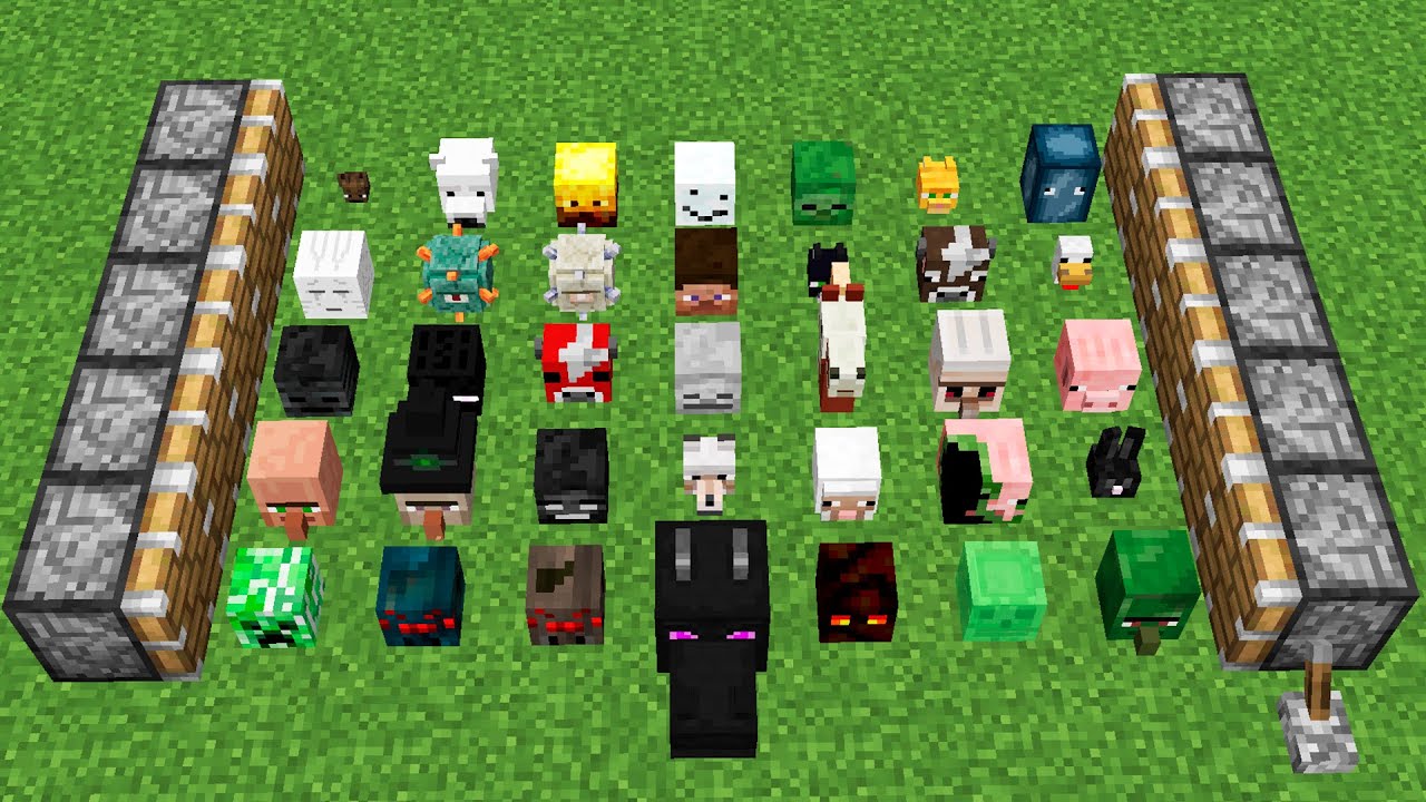 All heads of mobs in minecraft = ??? - YouTube