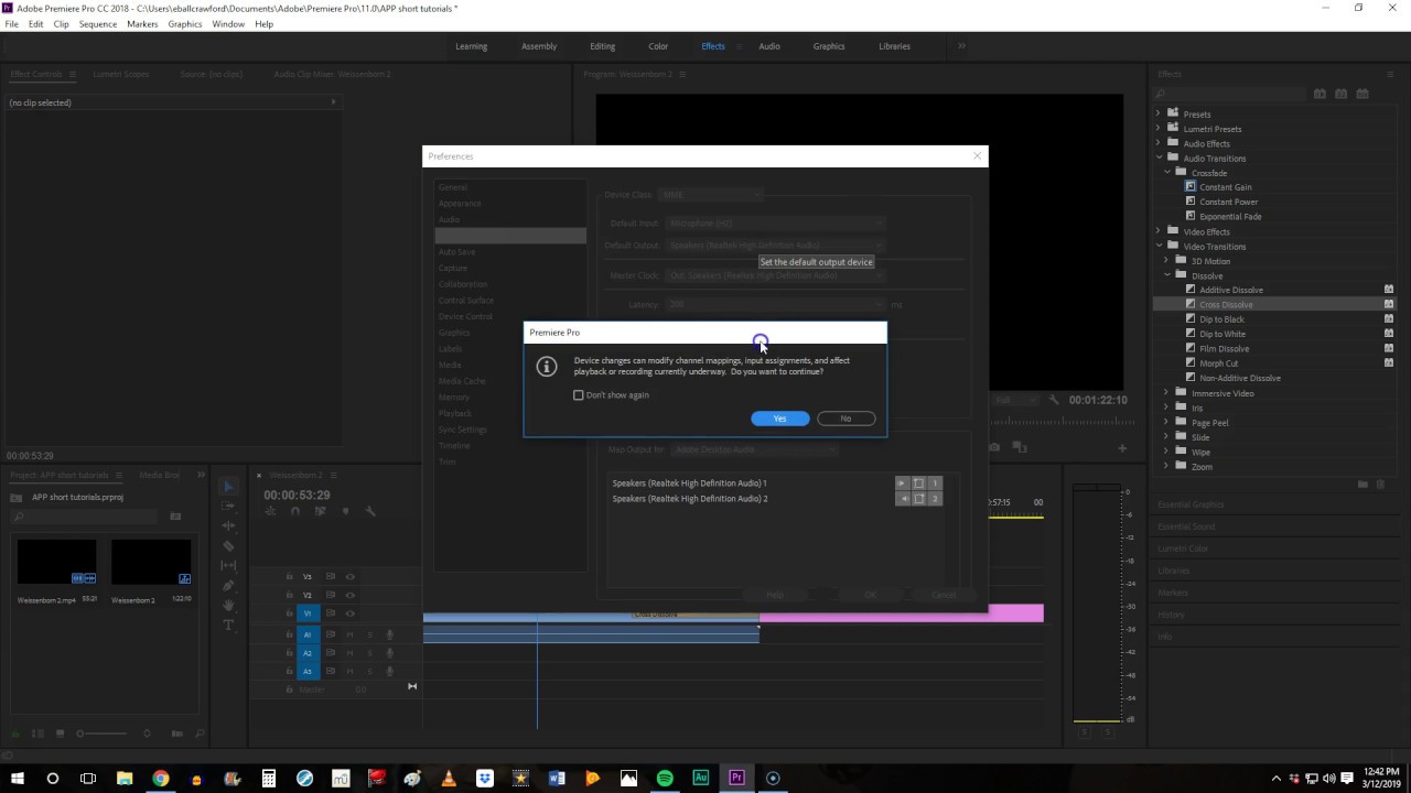 Adobe Premier Pro: Auto Save and Audio Hardware changes - YouTube