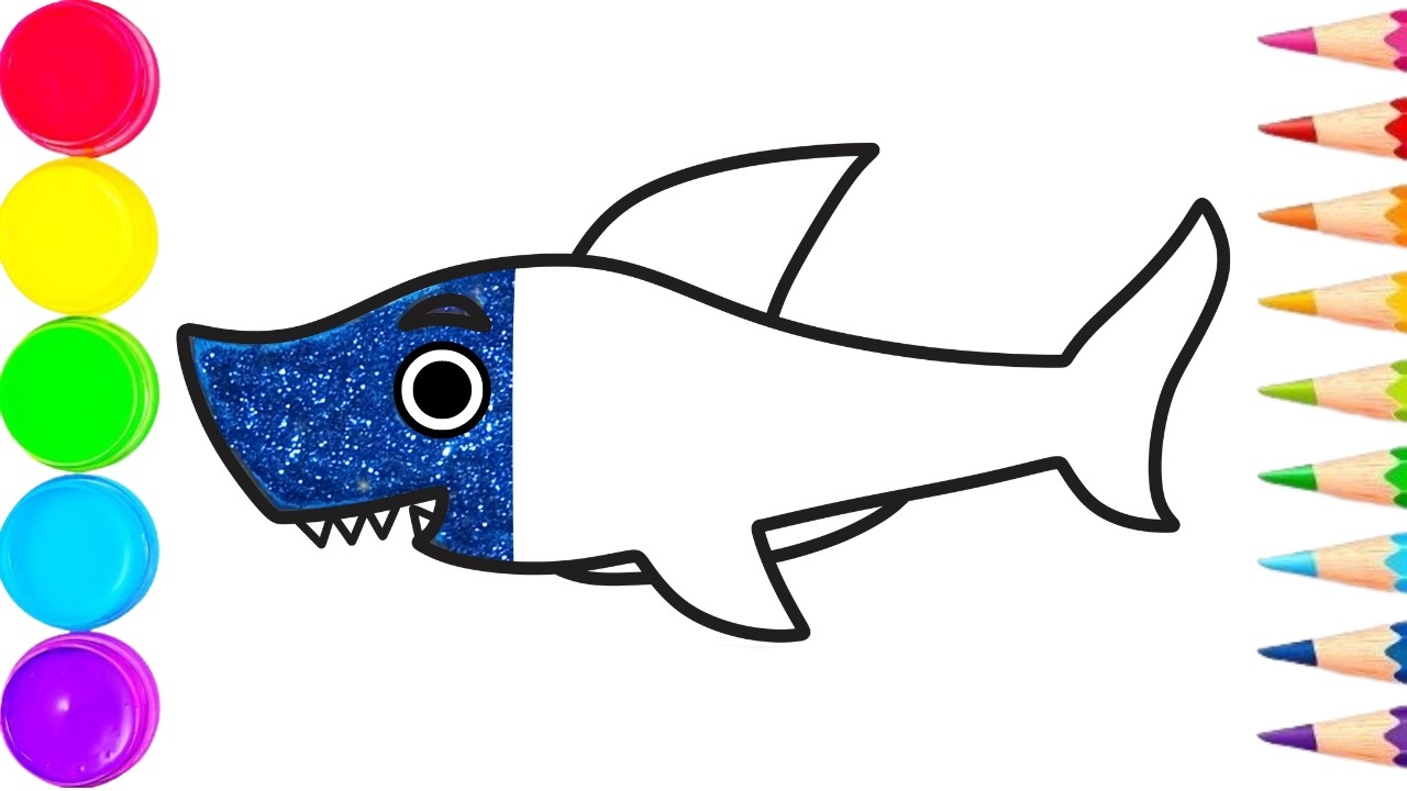 Glitter Daddy Shark || Drawing and paint With Glitter || Pinkfong Daddy ...