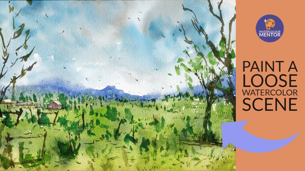 Easy Watercolor Landscape Tutorial For Beginners - YouTube