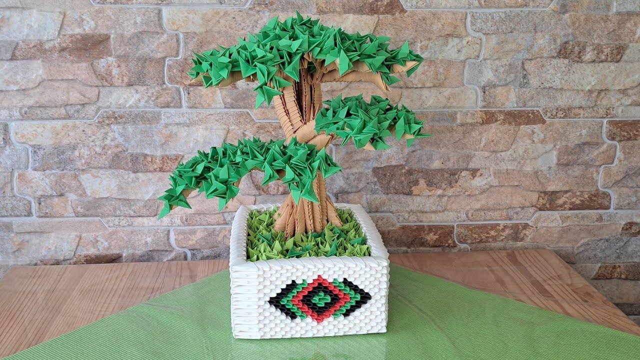 Bonsai - Origami 3d - Bauanleitung - Tutorial - YouTube