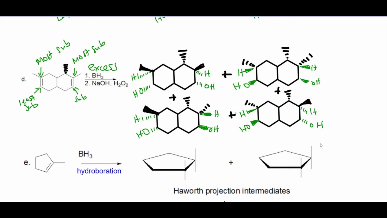 Hydroboration Oxidation Reactions across alkene - YouTube