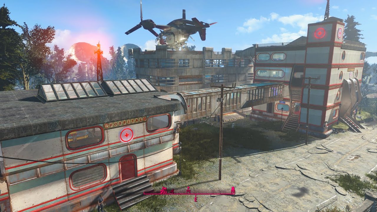 Fallout 4 County Crossing Hospital Settlement Tour - YouTube