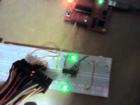 Essais du shift registers CD74HC164E - YouTube