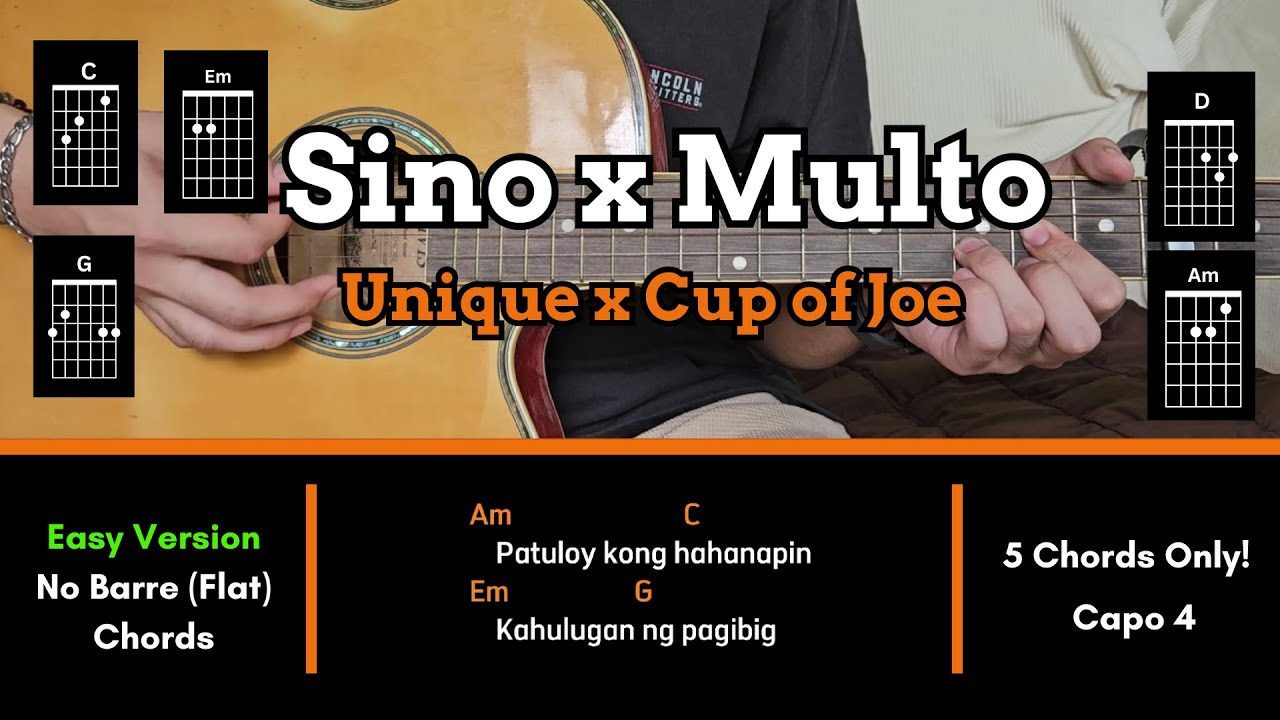 Sino x Multo - Unique x Cup of Joe |EASY! Short Guitar Tutorial (CHORDS ...