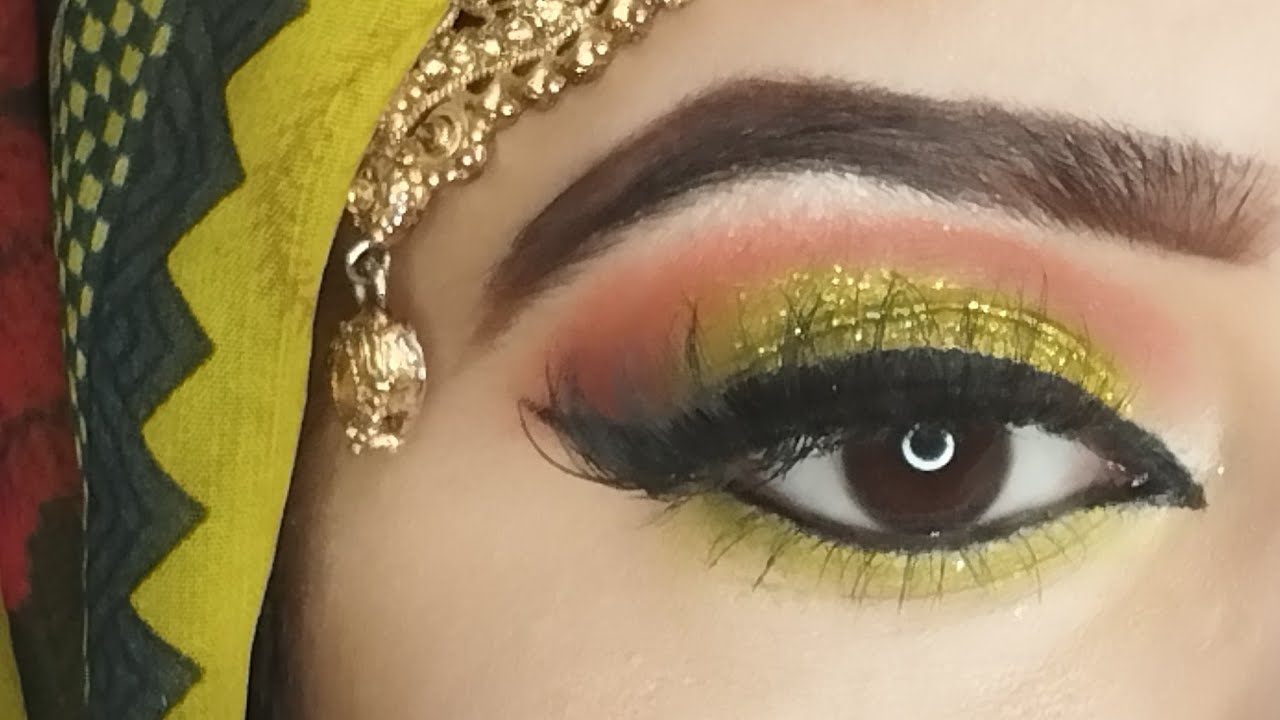 Simple shimmer eye makeup tutorial | glittery eye makeup - YouTube