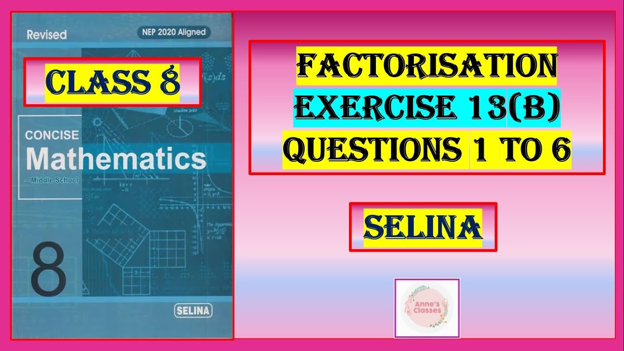 FACTORISATION, EXERCISE 13 (B) QUESTIONS 1 TO 6 - YouTube