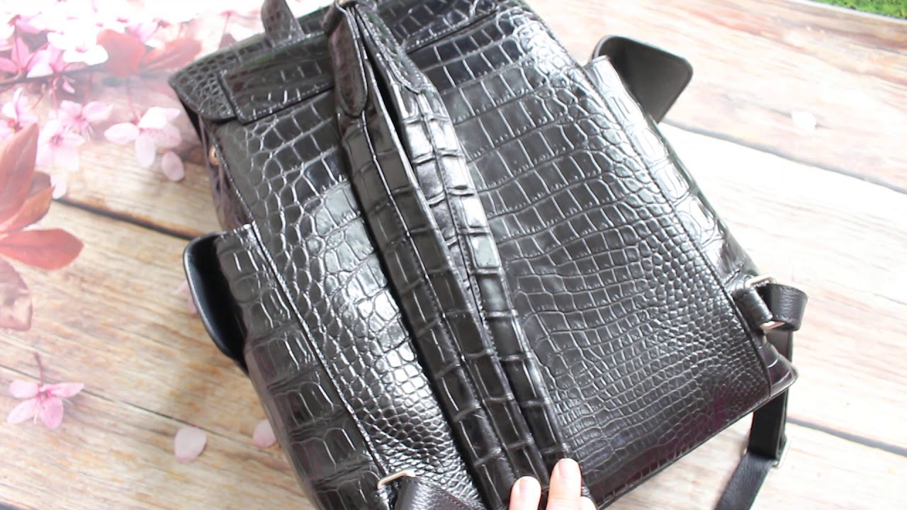 Handcrafted Alligator Crocodile Skin Leather Backpack Shoulder Bag ...