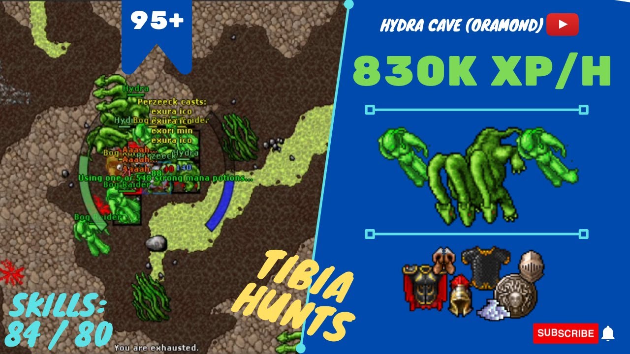 EK SOLO LVL 95+ 830K XP/H - SKILLS 84/80 - Hydra Cave (Oramond) - TIBIA ...