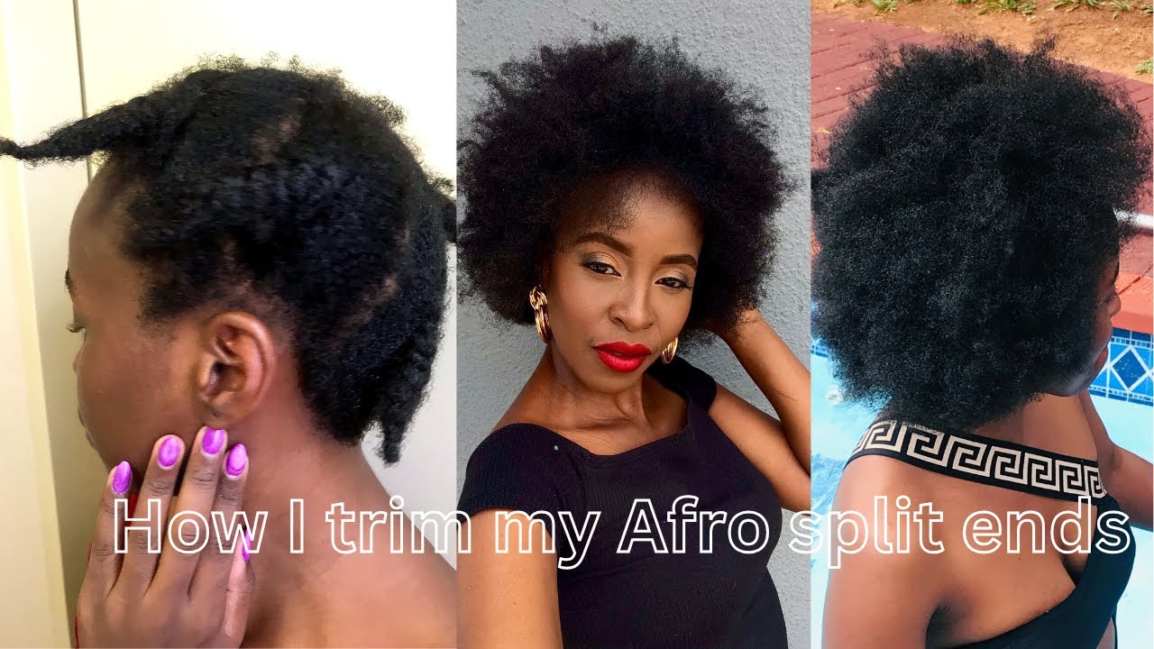 How I trim my Afro split ends DIY - YouTube