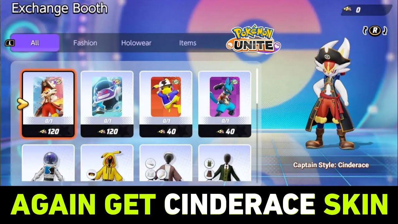 Again Get Captain Style Cinderace Skin in Pokemon Unite | Exchange ...