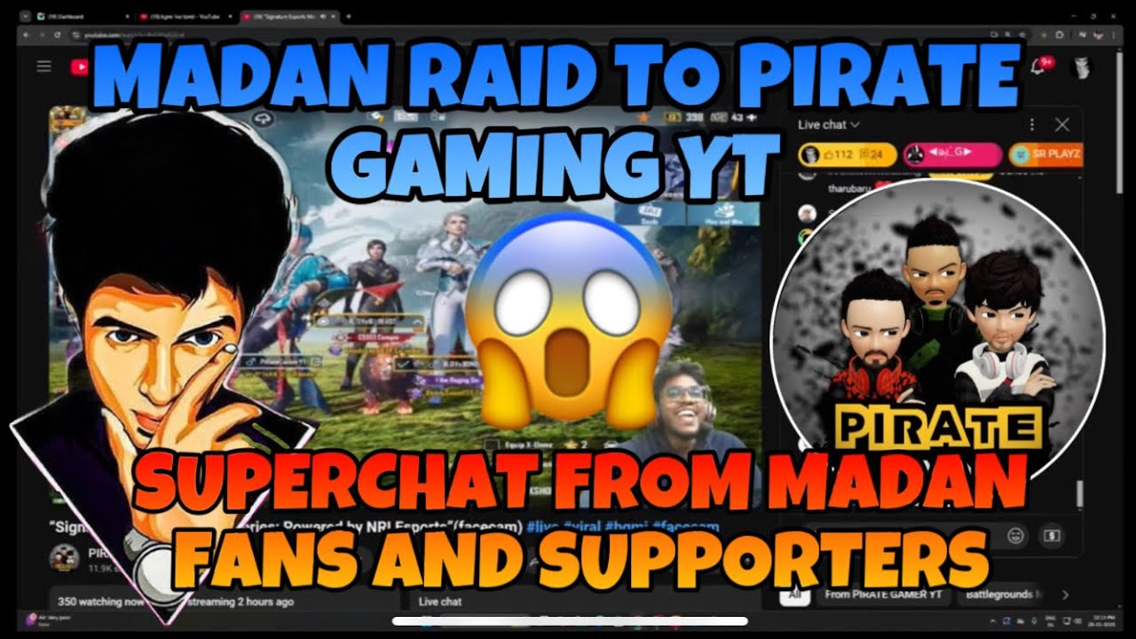 MADAN RAID TO PIRATE GAMING YT🔥superchat rain😱#madan #madanop #bgmi # ...