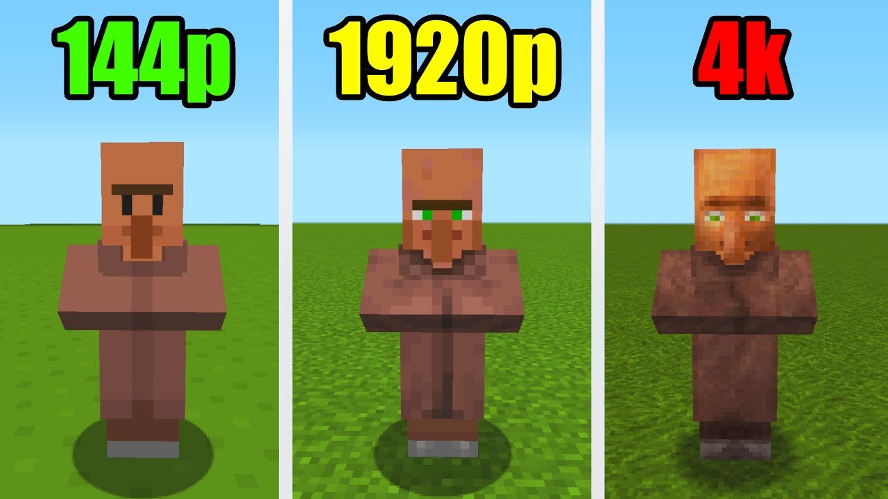 mobs in 144p vs 1920p vs 4k - YouTube