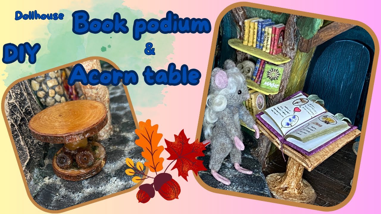 Crafting a Miniature Book podium & Acorn table - YouTube