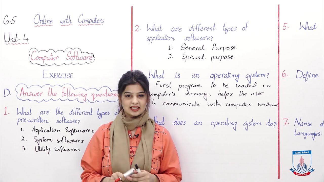 Class 5 - Computer Studies - Chapter 4 - Lecture 5 - Exercise (part 2) - Allied Schools - YouTube