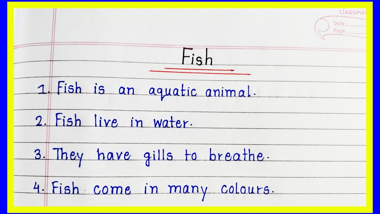 15 Lines Essay On Fish 🐟 | 15 Easy Sentences About Fish | Handwriting ️ ...