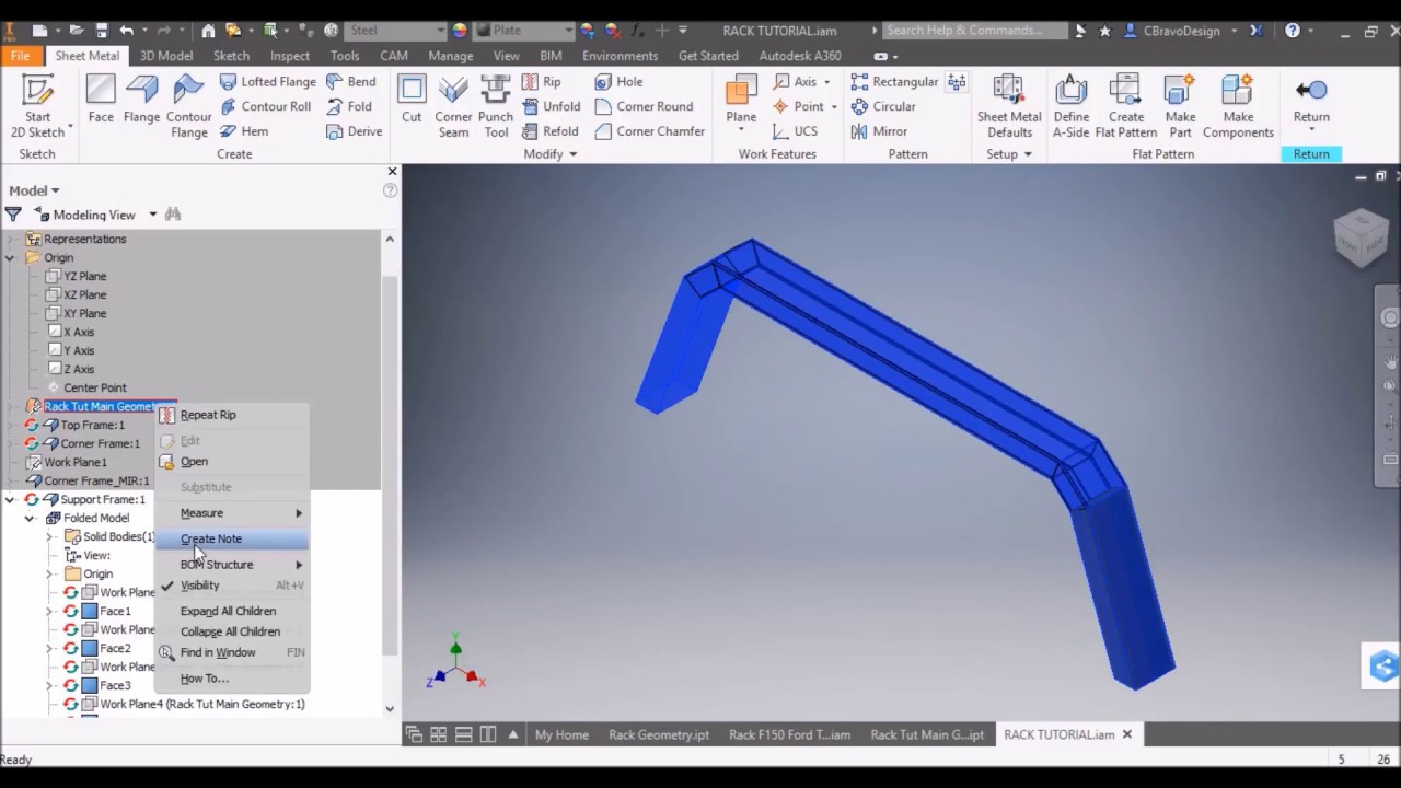 Sheet Metal Tutorial / Inventor _ Rack F150 TIMELAPSE TUTORIAL - YouTube