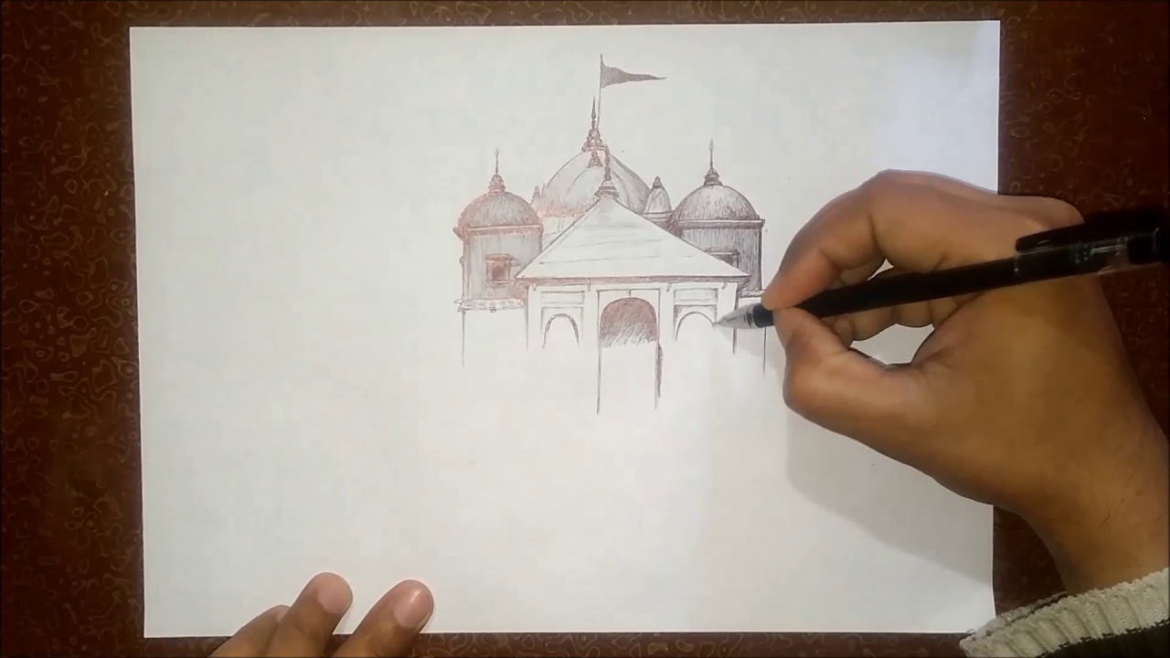 How to draw Gangotri Temple || Uttarakhand Char Dham - YouTube