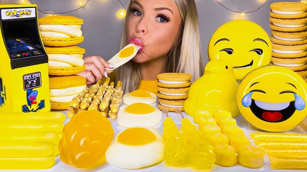 Asmr Gummy Egg Pocky Mango Macaron Golden Oreo Edible Pacman Nik L