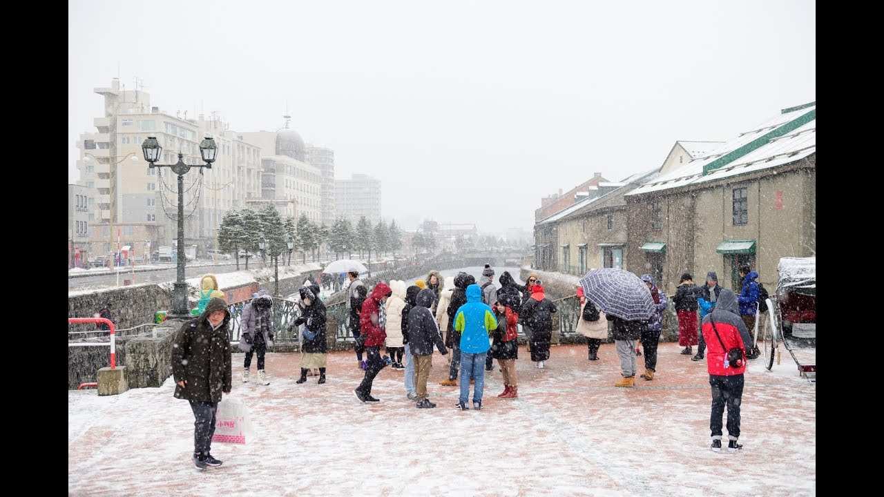 [4K] "Otaru Canal" snow winter walk from Otaru station Hokkaido, Japan ...