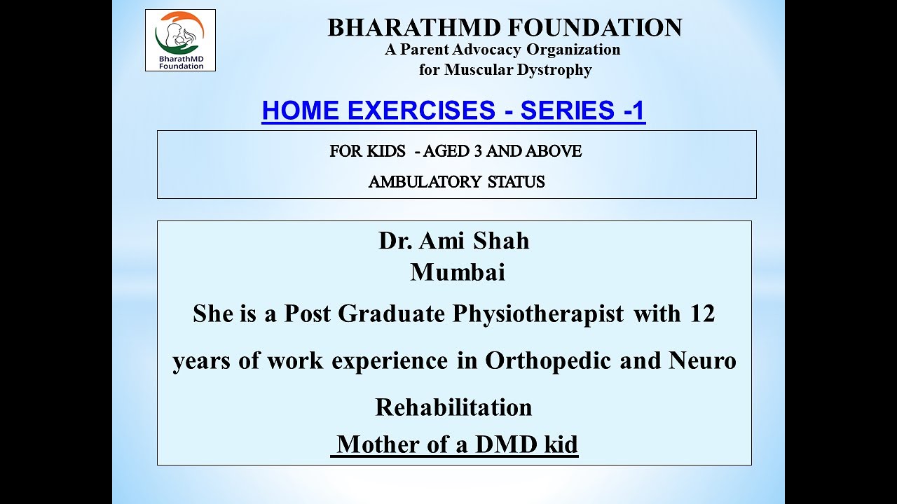 Home Exercises 1 by Dr.Ami Shah, MPT and Mother of a DMD kid - YouTube