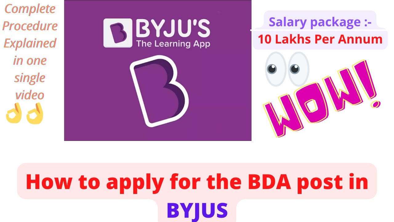 How to apply for BDA (Business Development Associate) job role in BYJUS ...