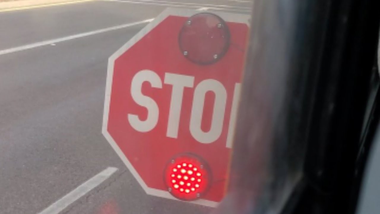 LED Stop Sign With Red LED Lights Flashing (Dual Signs) On 2022 Blue ...