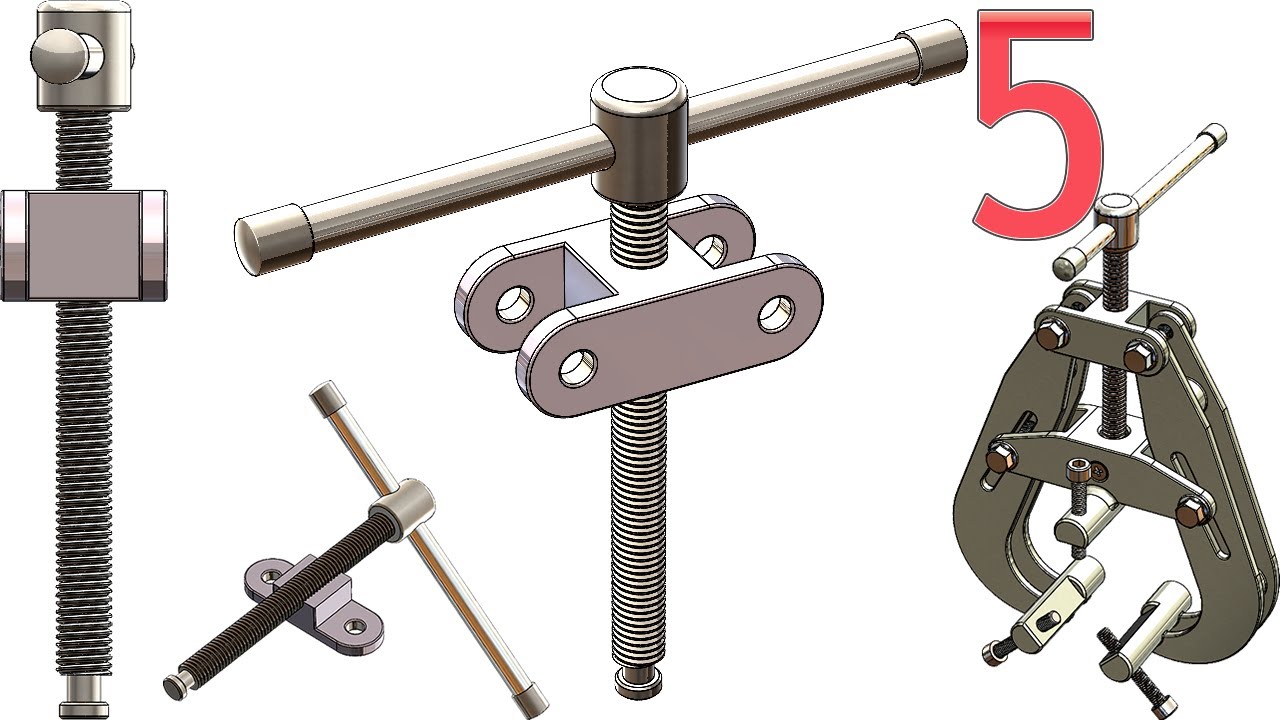 5-Project 48| Tube /Pipe Welding Clamp Vise |SolidWorks: screw rod unit ...
