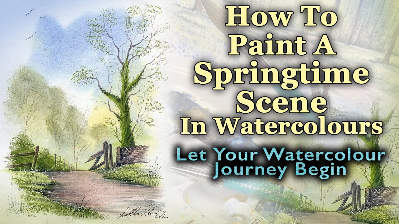 How To Paint A Springtime Scene In Watercolours - YouTube