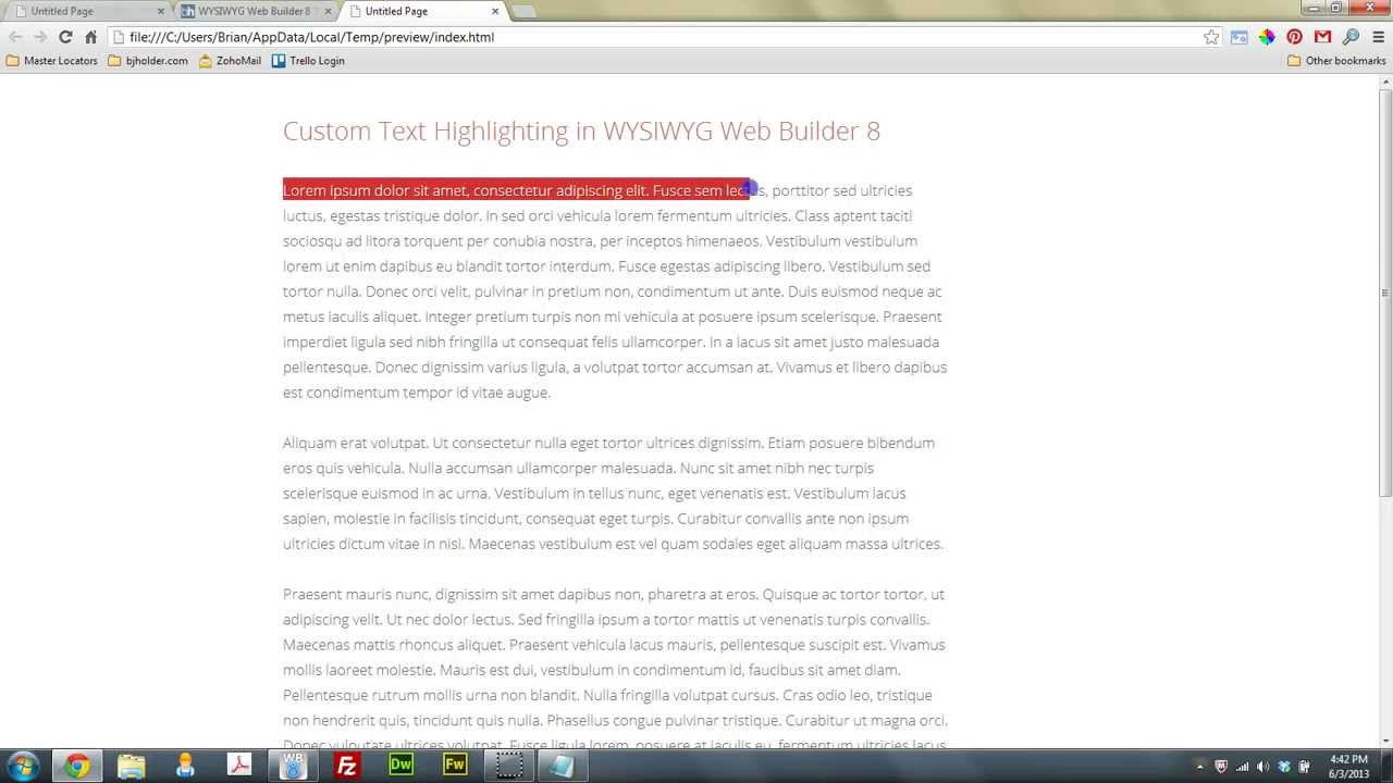 How to make custom highlighted text in WYSIWYG Web Builder 8! - YouTube