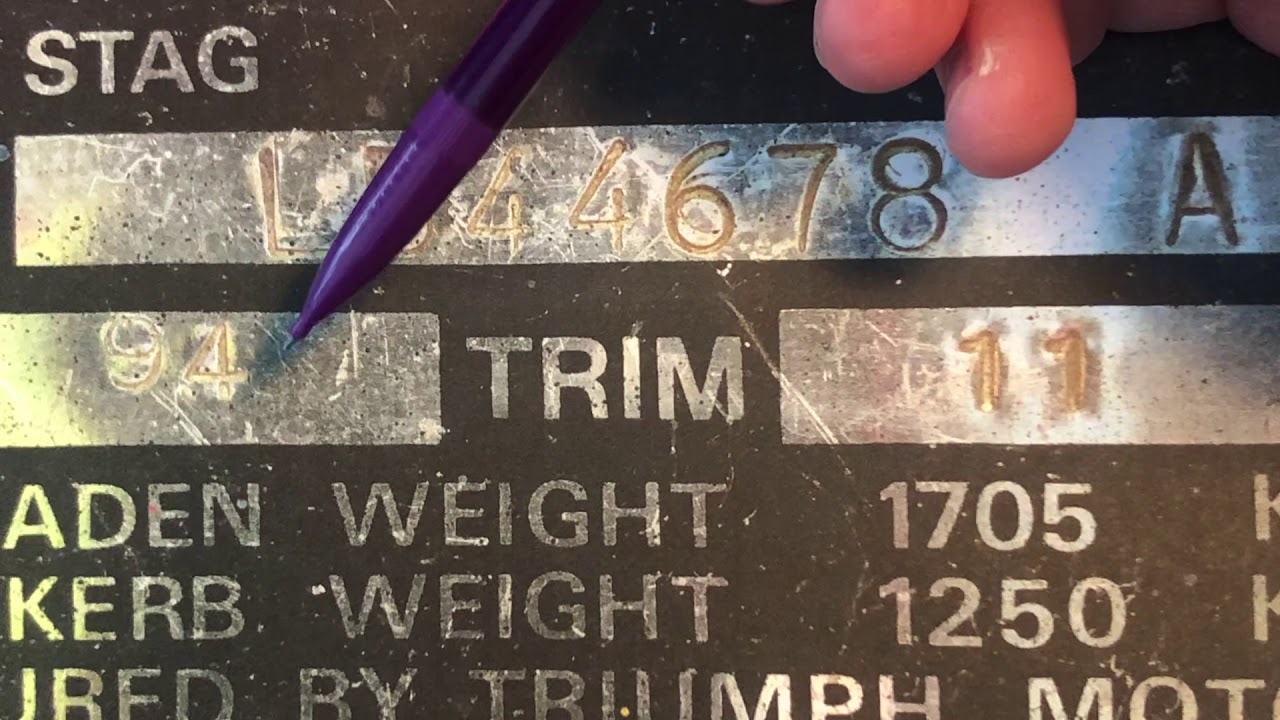 Triumph Stag Commission Numbers Explained - YouTube