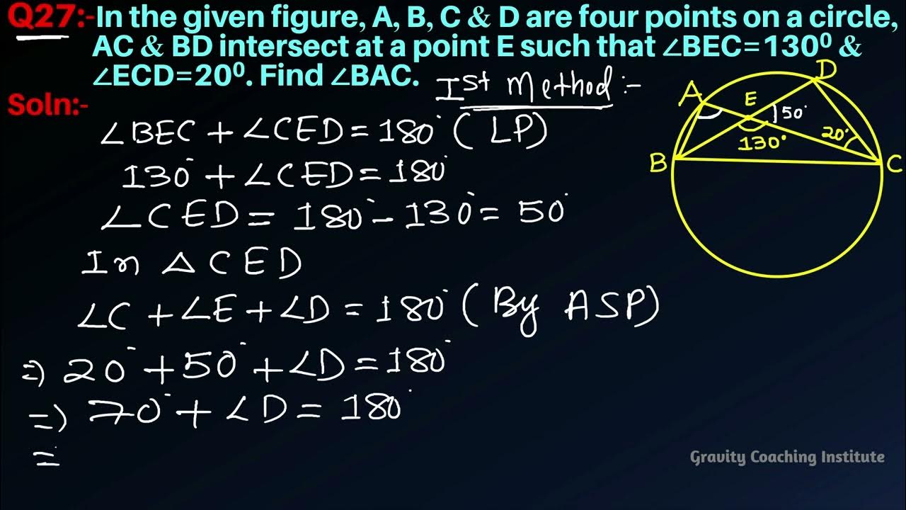 Q27 | In the given figure A, B, C and D are four points on a circle AC and BD intersect at a ...