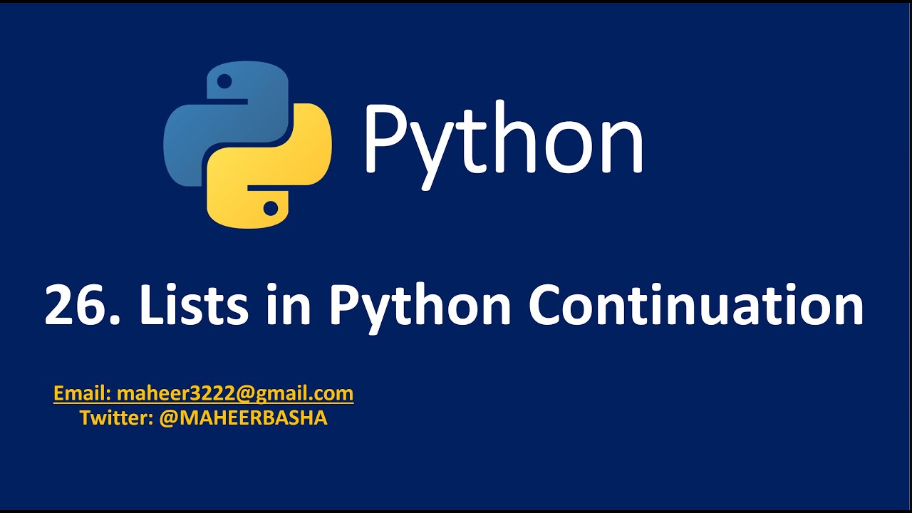 26 Lists In Python Continuation YouTube 26-lists-in-python-continuation-youtube