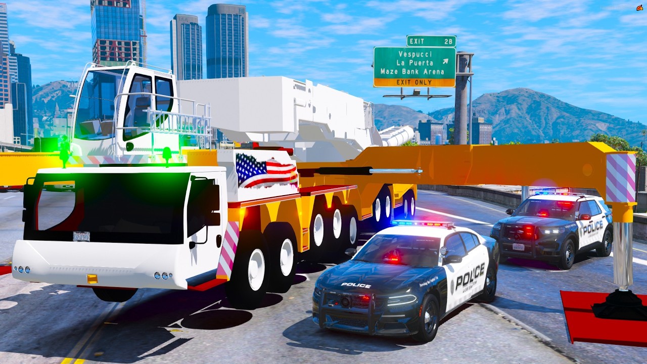 Transporting The Largest Mobile Crane in GTA 5 RP! - YouTube