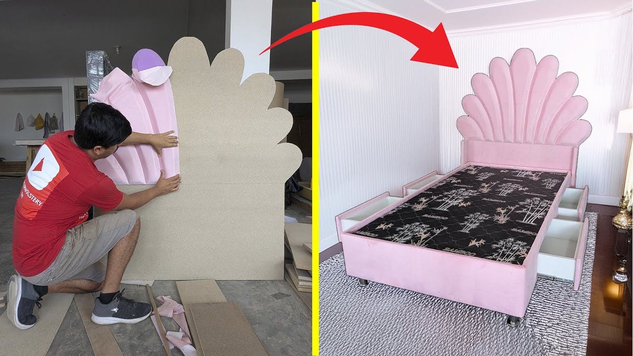 Building a Pink Shell Bed With Storage Drawers - YouTube