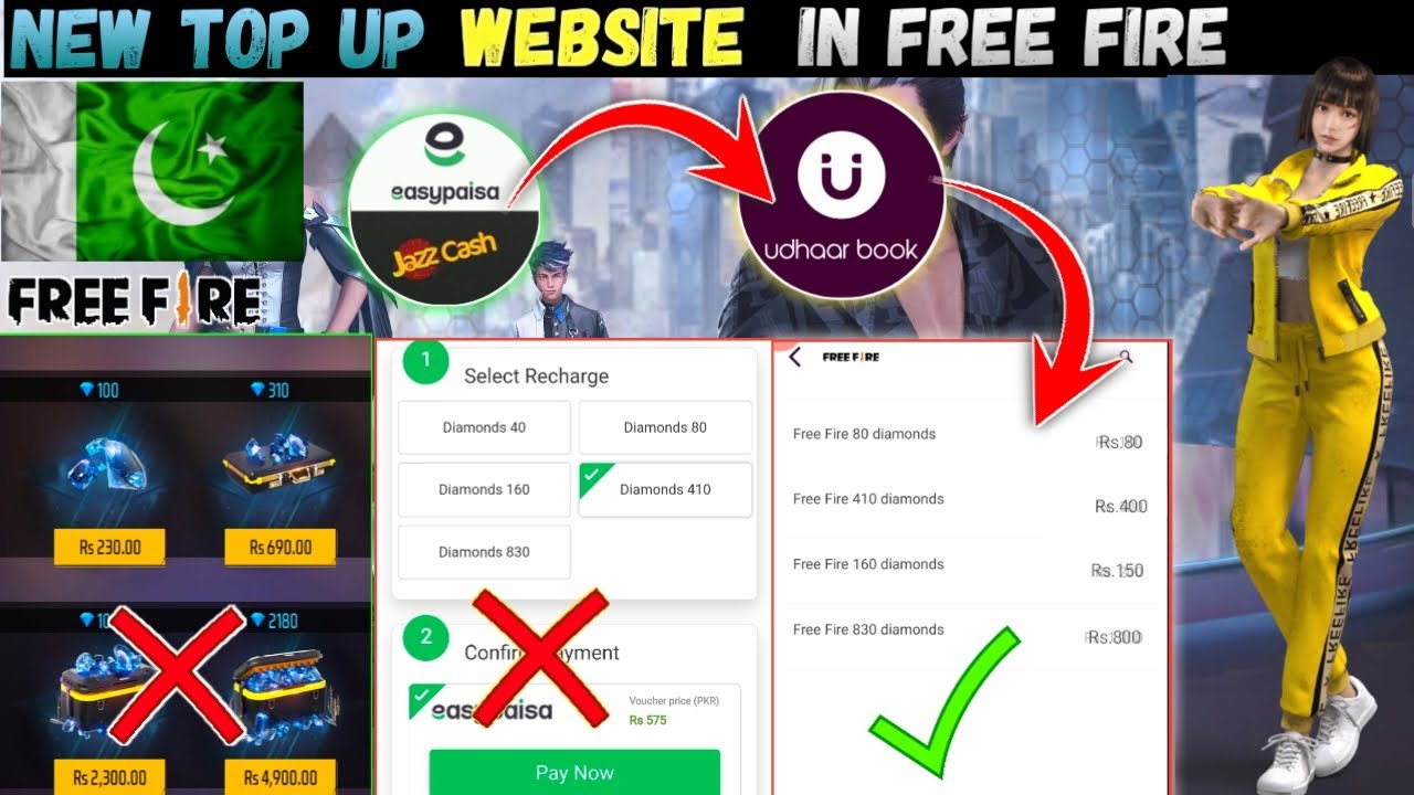 Top Up In Free Fire | New Top Up Website | Jazzcash | Easypaisa | Top ...