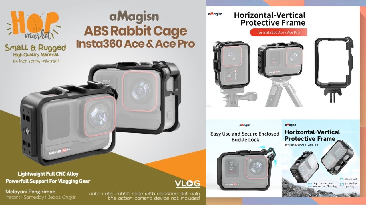 Amagisn rabbit cage frame for insta 360 Ace / ace proHorizontal ...