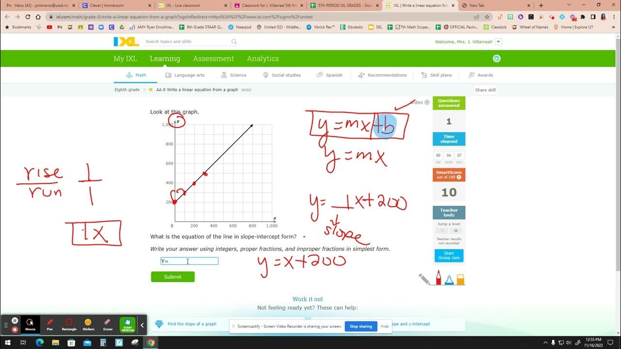 IXL - AA.9 WRITE EQUATION GIVEN GRAPH - YouTube