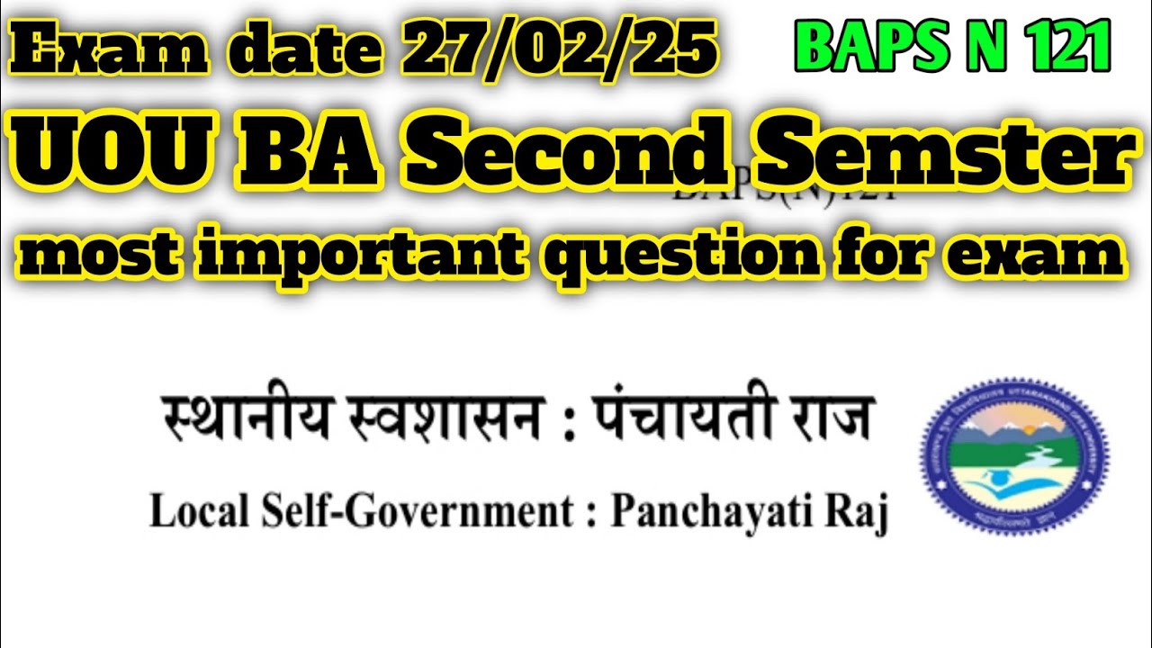 UOU BA Second Semster 2025|| BAPS 121 most important question for exam || UOU BA Second Semster ...