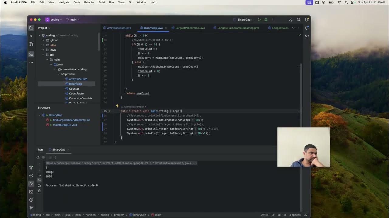 BinaryGap - Find longest sequence of zeros in binary representation of an integer. - Java ...