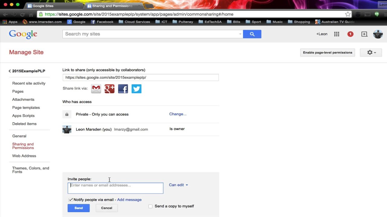 Google Sites Setting Share Permissions - YouTube