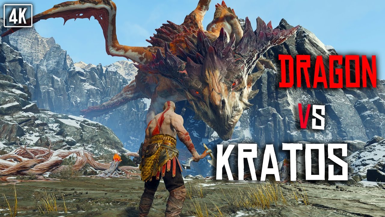 GOD OF WAR - Kratos VS Dragon Intense Boss Fight Gameplay - YouTube