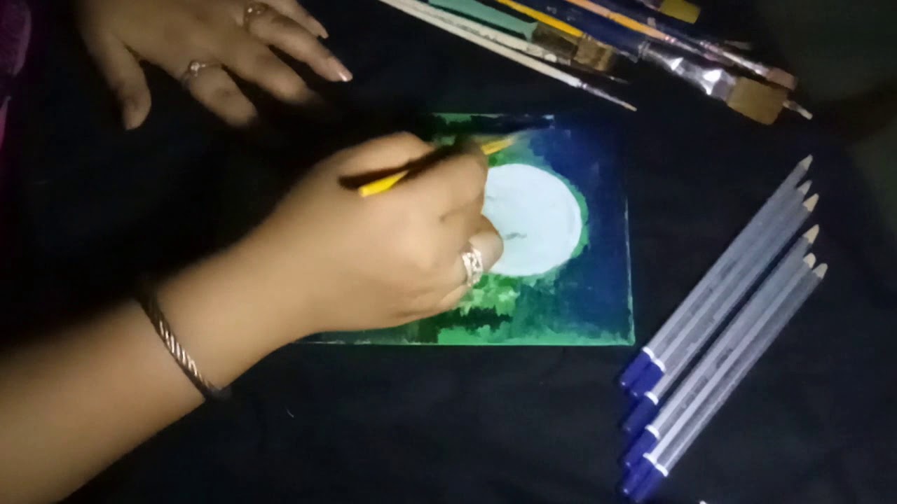 Beautiful Moon | Acrylic Paint On Scap paper | - YouTube