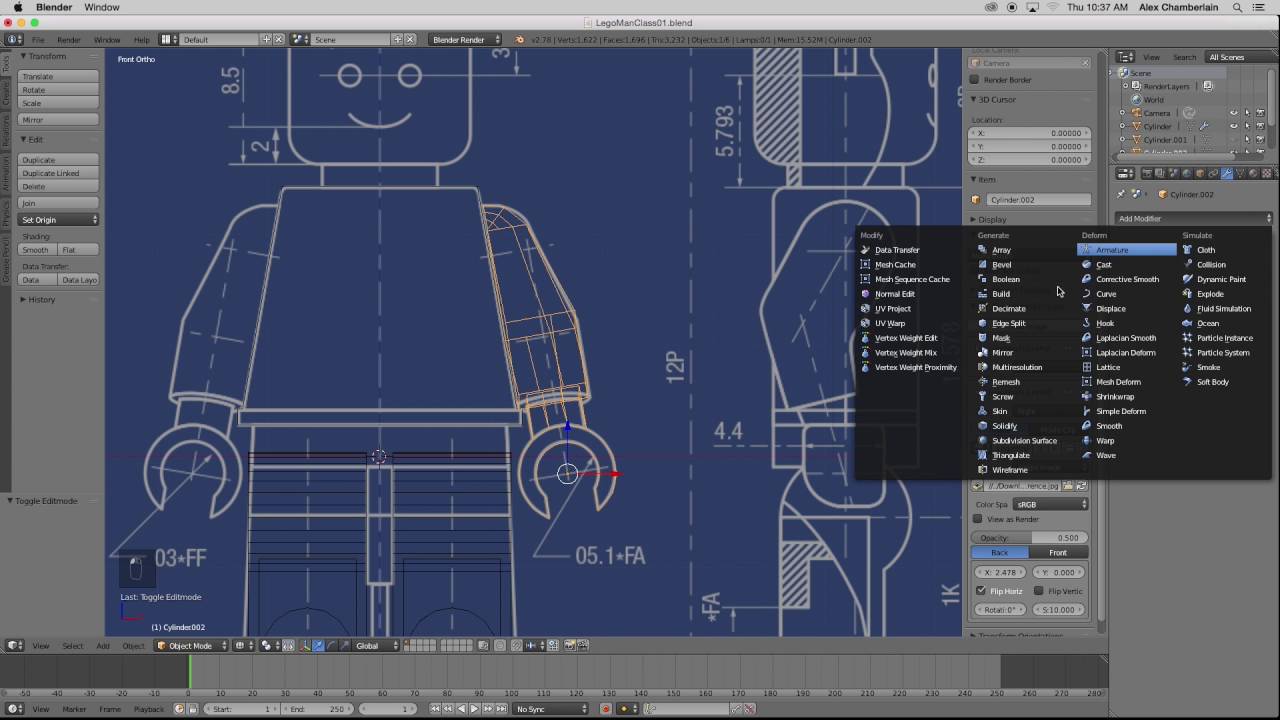 Blender Tutorial 02 - Lego Minifigure Head, Arms, and Pelvis DES 3600 ...