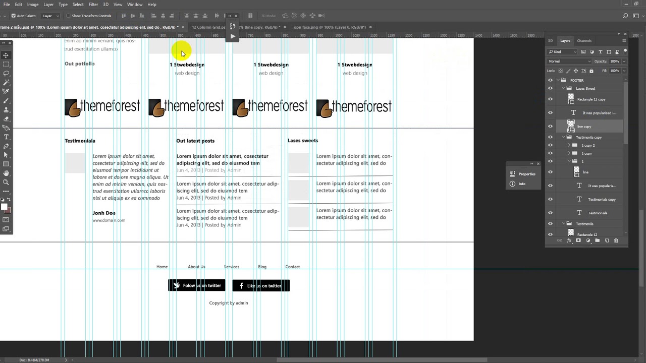 cach tao wireframe footer trong photoshop - YouTube