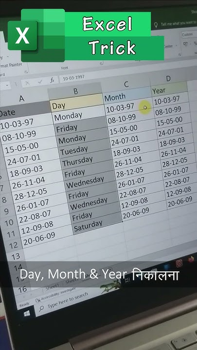Shorts Day Month And Year Exceltips Excel Exceltricks Computertutorial Knowledgeworld Youtube